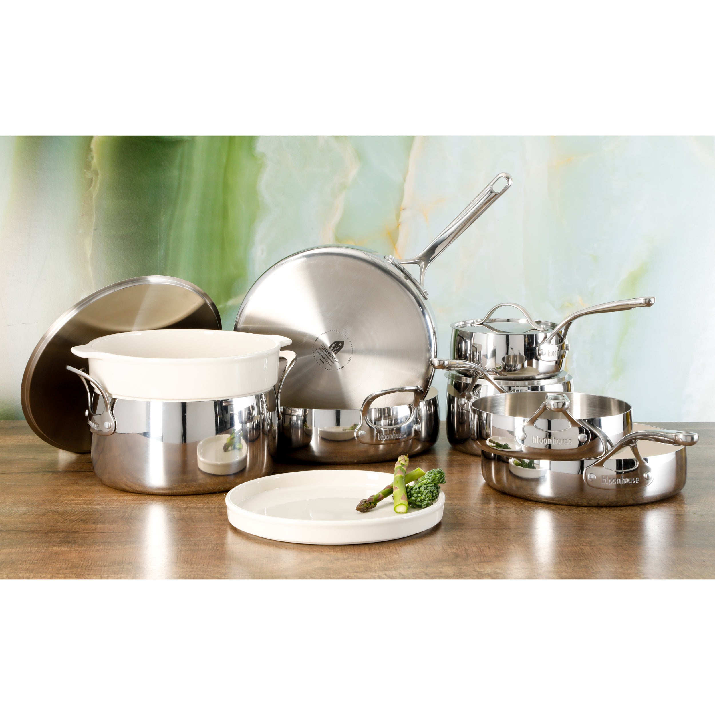 12 PC COOKWARE STAINLESS STEEL BLOOM HOUSE – R & B Import